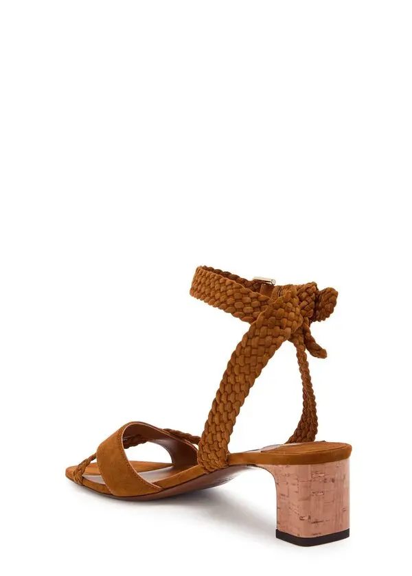 JIMMY CHOO Rori 45 Braided Suede Sandals - Tan