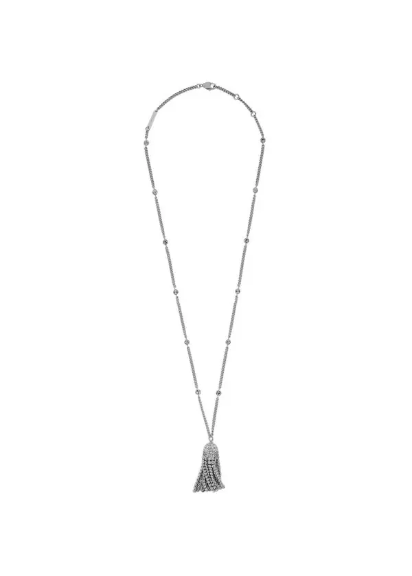 Rabanne Crystal-embellished Tassel Pendant Necklace - Silver