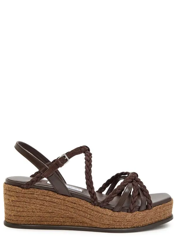 JIMMY CHOO Nyra 60 Braided Espadrille Sandals - Brown