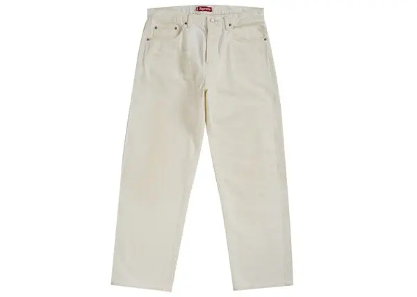 Supreme Distressed Loose Fit Selvedge Jean - Washed White