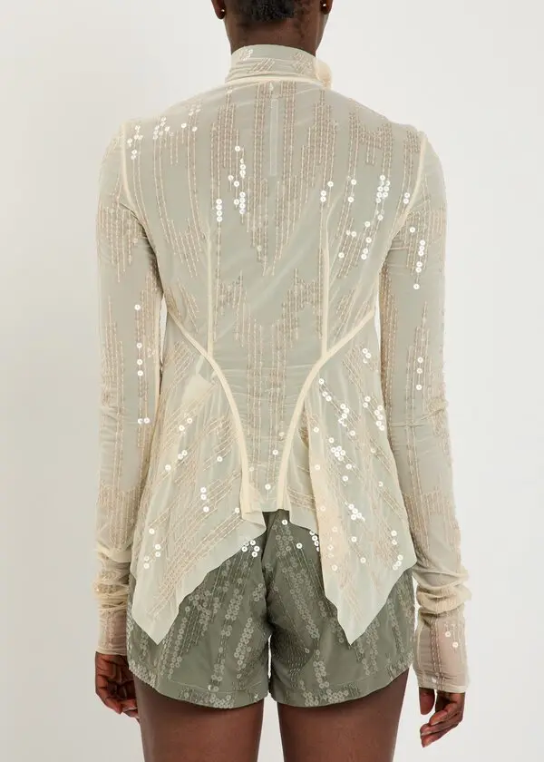 Rick Owens Gary Embellished Mesh Jacket - Brown