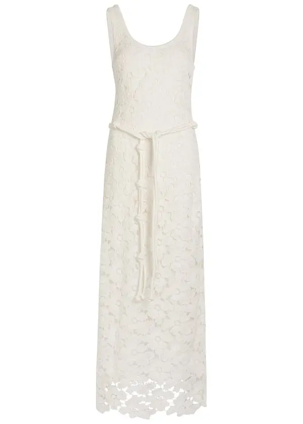 Simkhai Eloise Lace Belted Cotton-blend Maxi Dress - Ivory