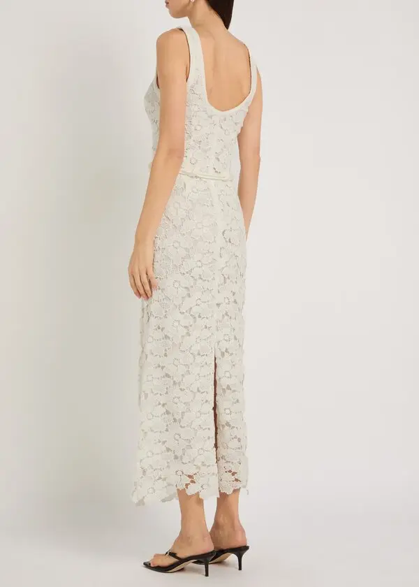 Simkhai Eloise Lace Belted Cotton-blend Maxi Dress