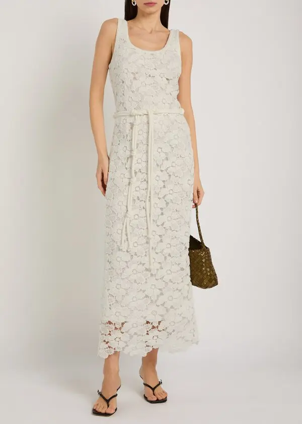 Simkhai Eloise Lace Belted Cotton-blend Maxi Dress