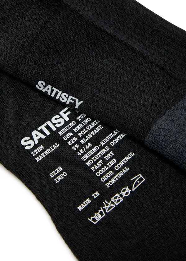 Satisfy Melange-knit Merino-blend Socks - Black