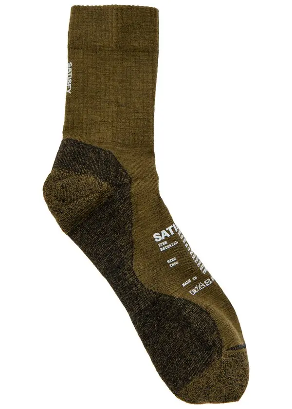 Satisfy Melange-knit Merino-blend Socks - Olive