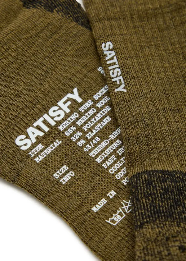 Satisfy Melange-knit Merino-blend Socks - Olive