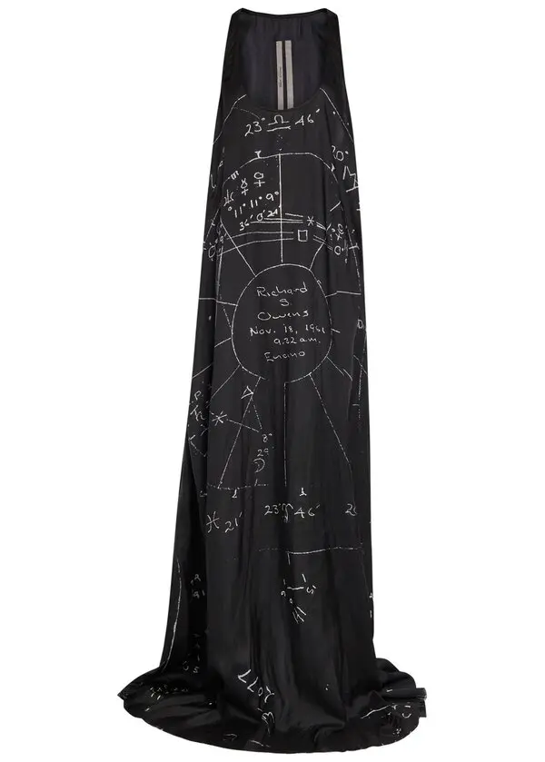 Rick Owens Printed Satin Gown - Black