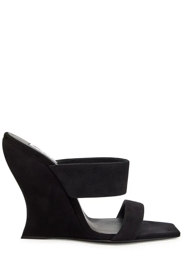 Alaïa Wave 110 Suede Wedge Mules - Black