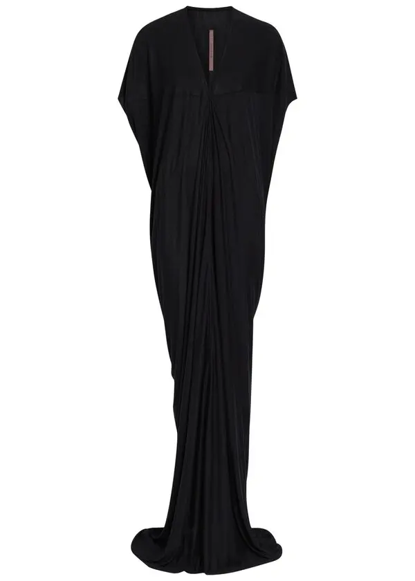 Rick Owens V-neck Jersey Gown - Black