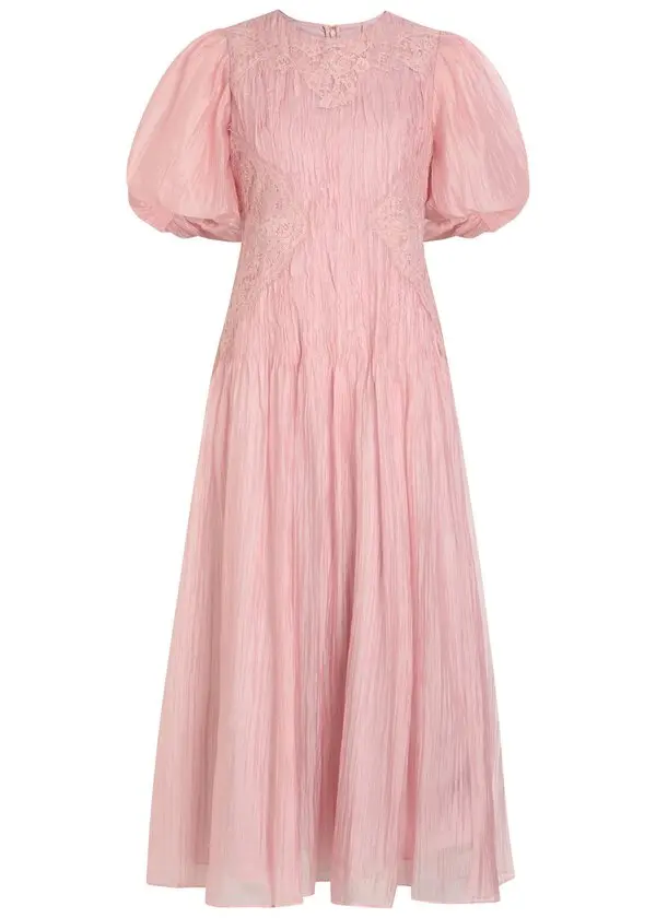 Aje Ophelia Pintuck Chiffon Midi Dress - Light Pink