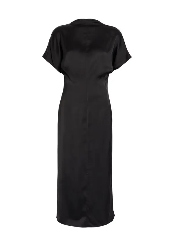 Tove Aker Low-back Satin Midi Dress - Black