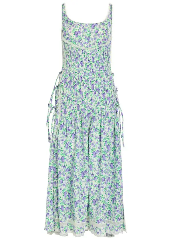 Rabanne Floral-print Silk-chiffon Midi Dress - Purple