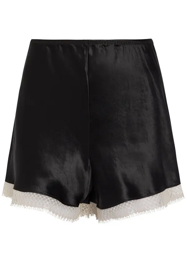 Maria Mcmanus Lace-trimmed Satin Shorts - Black