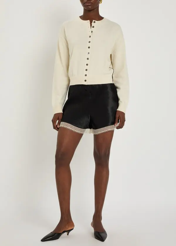 Maria Mcmanus Lace-trimmed Satin Shorts