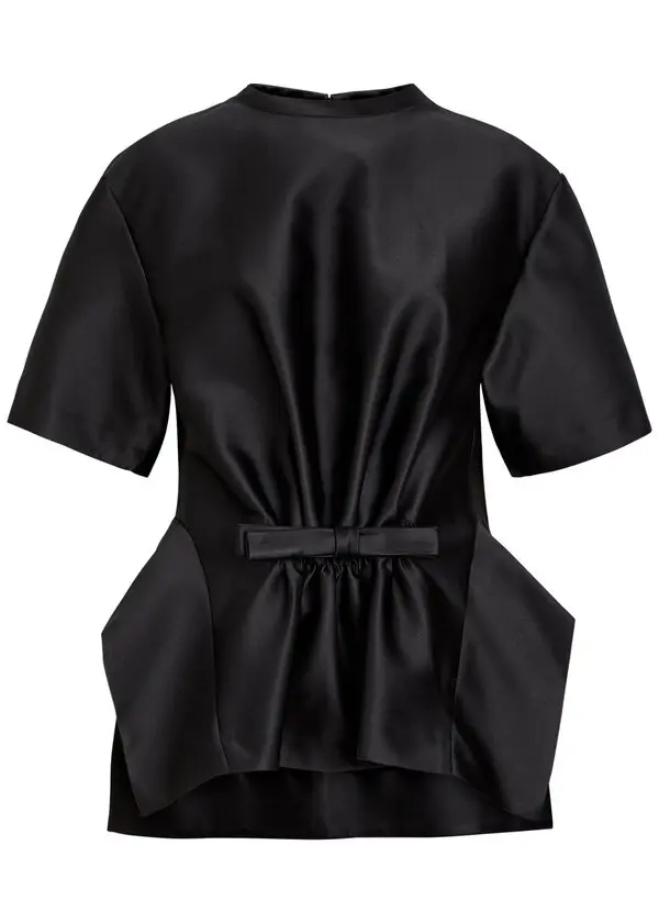 Rabanne Bow-appliquéd Satin Top - Black