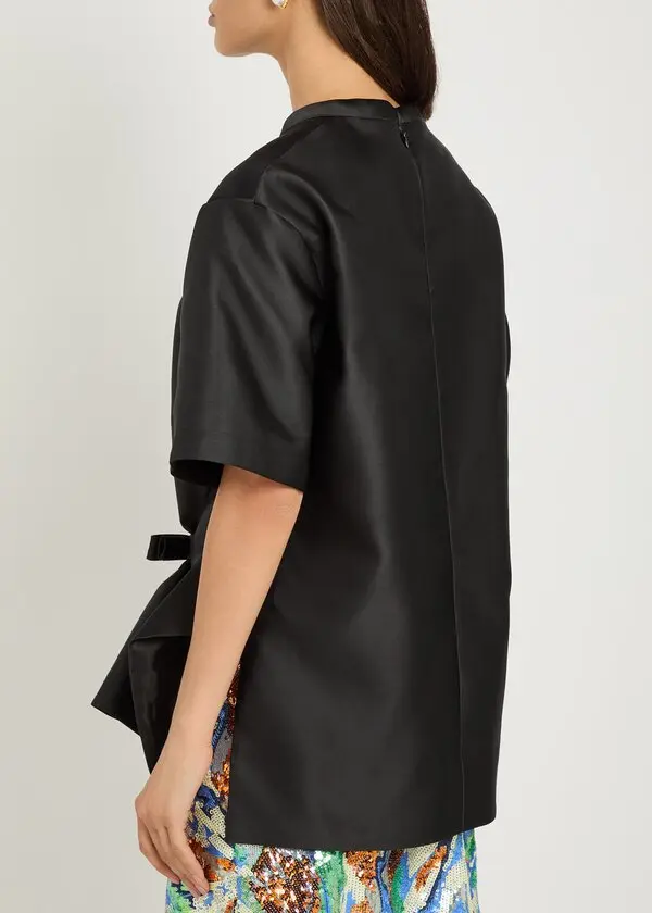 Rabanne Bow-appliquéd Satin Top - Black