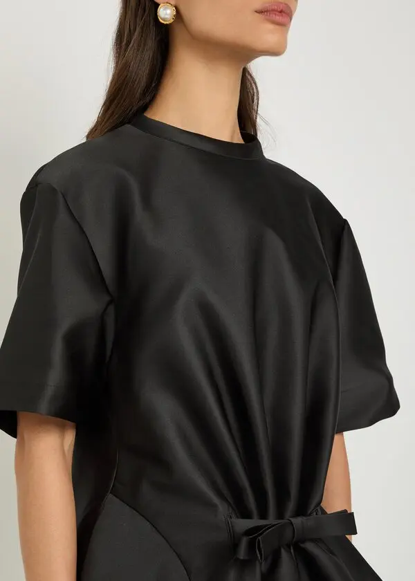 Rabanne Bow-appliquéd Satin Top - Black