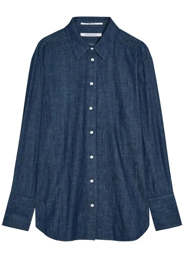 Another Tomorrow Chambray Denim Shirt - Dark Blue