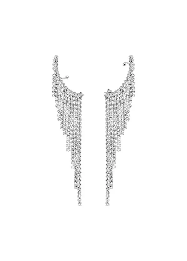 Rabanne Fringed Crystal-embellished Drop Earrings - Silver