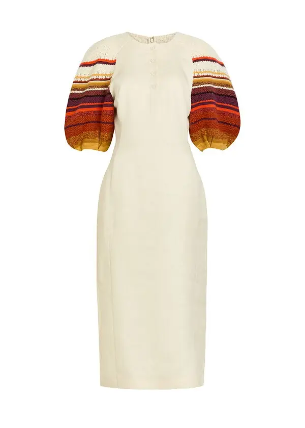 Gabriela Hearst Nomo Striped-knit Linen Midi Dress - Ivory