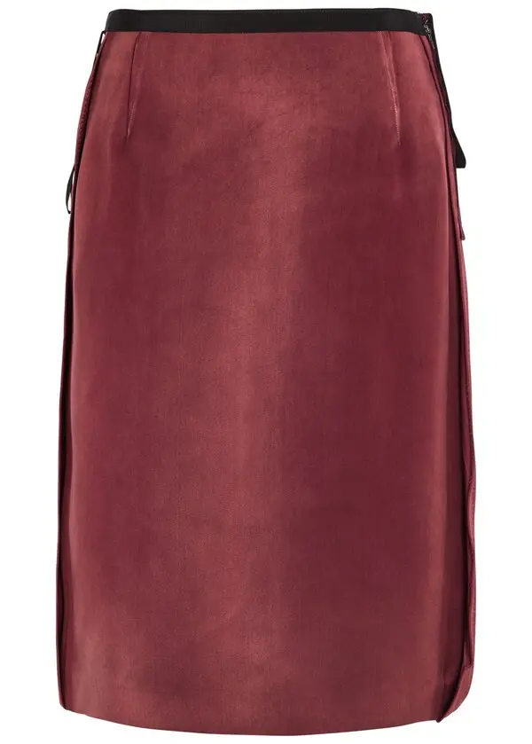 MAISON MARGIELA Reverse-effect Satin Midi Skirt - Red