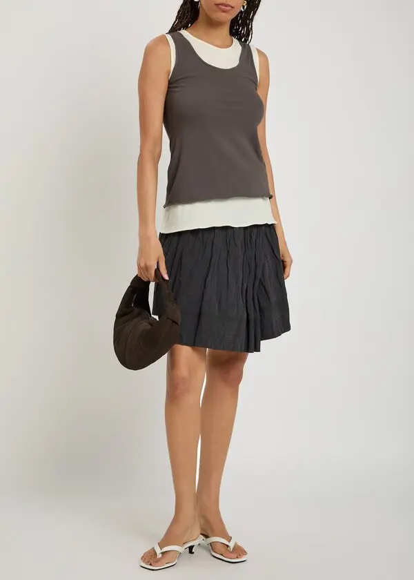 LEMAIRE Cotton-blend Mini Wrap Skirt - Dark Grey