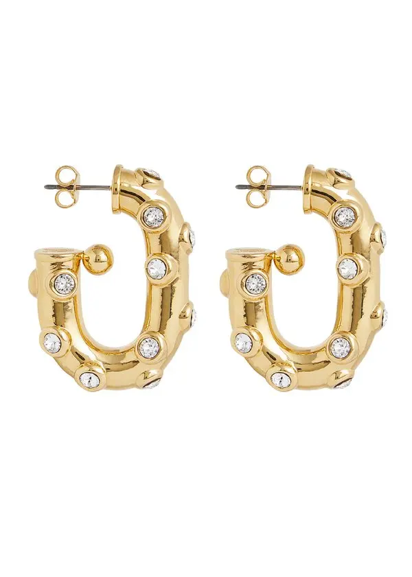 Rabanne Xl Link Crystal-embellished Hoop Earrings - Gold