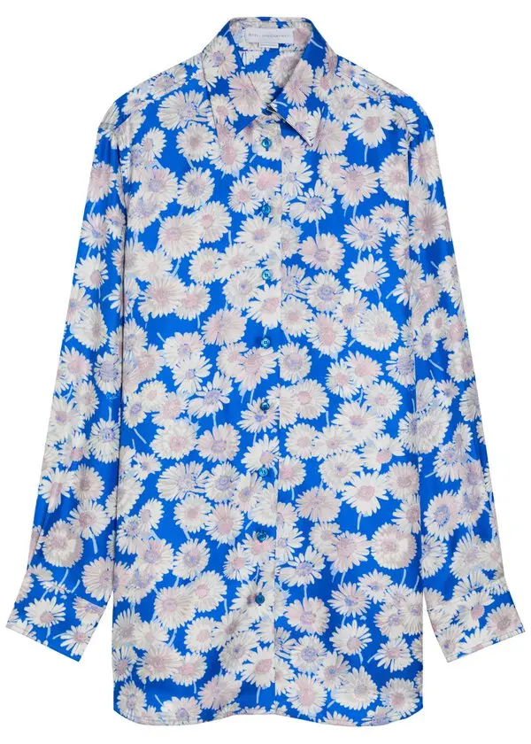 Stella McCartney Floral-print Silk Shirt - Blue