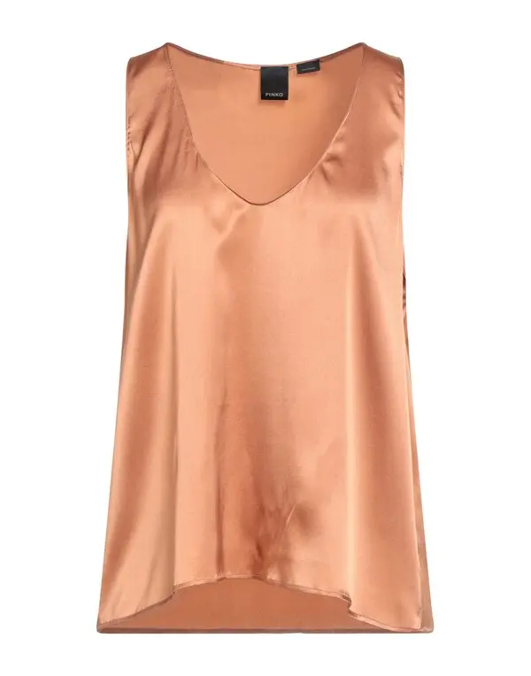 Pinko Sleeveless Silk Blend Top - Light Brown