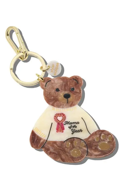 SOLAR ECLIPSE Mama Bear Hand-painted Keychain - Cream