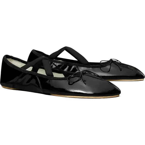Tory Burch Peep Toe Mary Jane Ballet Flat - Perfect Black