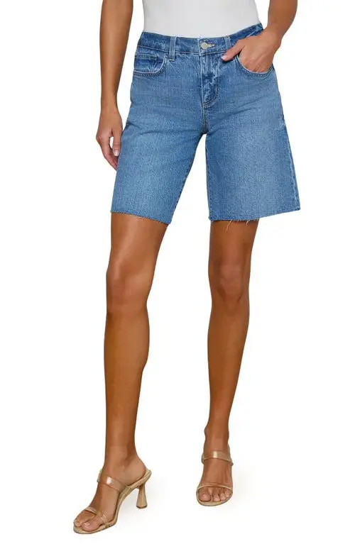 L'Agence River Raw Hem Denim Bermuda Shorts - Scottsdale
