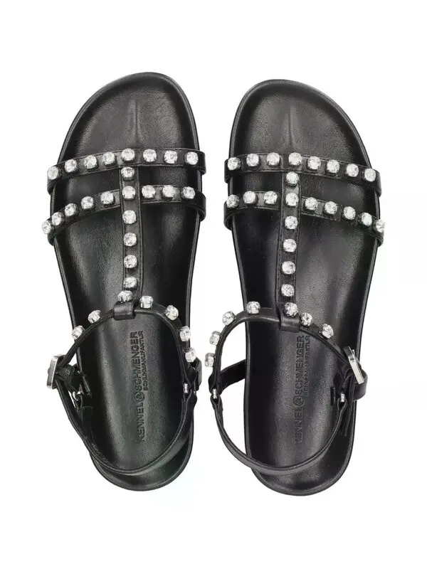 KENNEL&SCHMENGER Crystal-embellished Leather Sandals - Black