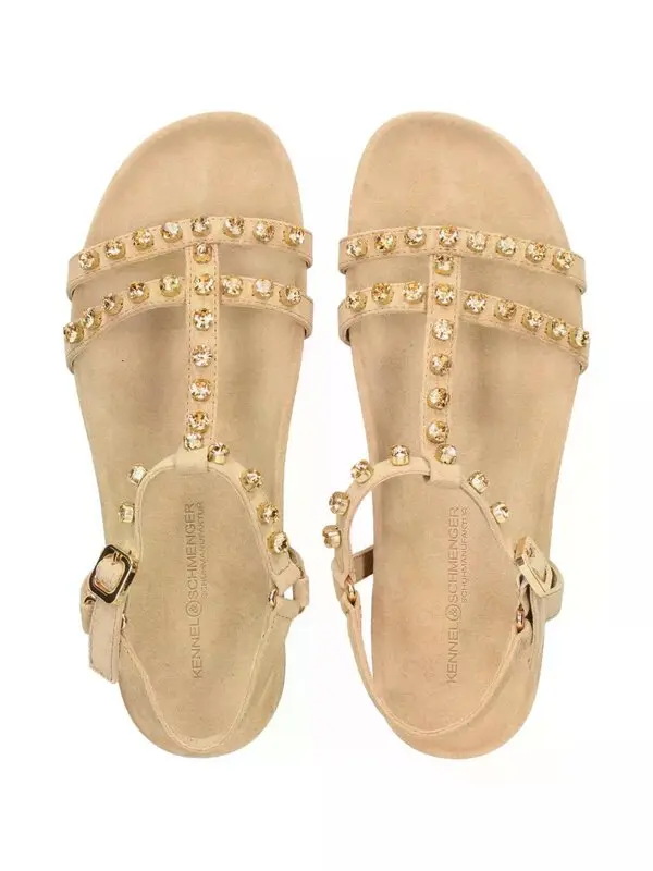 KENNEL&SCHMENGER Crystal-embellished Leather Sandals - Neutrals