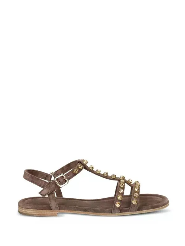 KENNEL&SCHMENGER Carly Crystal-embellished T-bar Sandals - Brown
