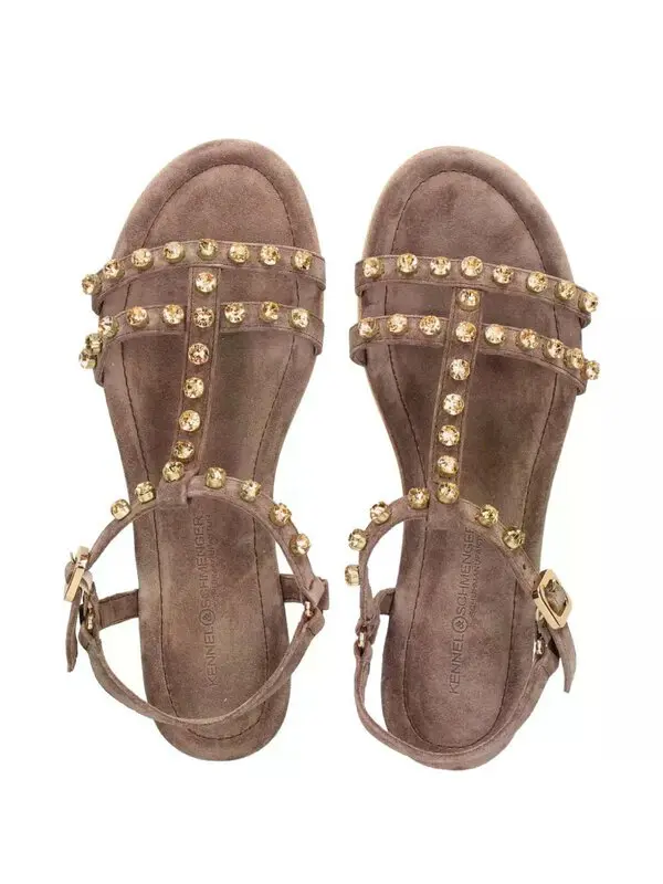 KENNEL&SCHMENGER Carly Crystal-embellished T-bar Sandals - Brown