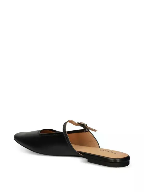 PSOPHIA Buckle-strap Leather Ballet Flats