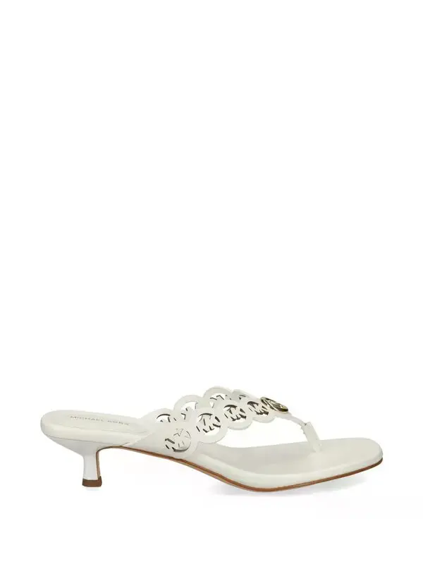 Michael Kors Logo-cutout Kitten-heel Sandals - White