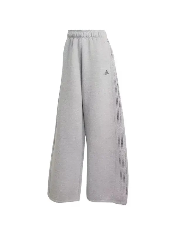 Adidas Rhinestone-embellished Wide-leg Track Pants - Grey