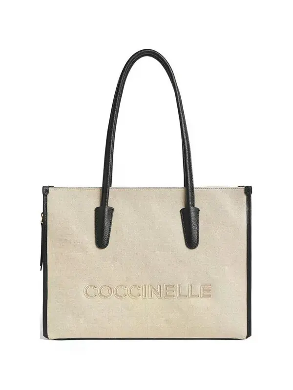 COCCINELLE Myrtha Logo-embroidered Shoulder Bag - Neutrals