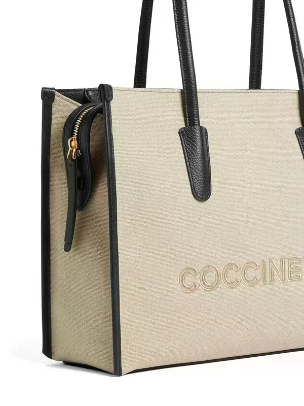 COCCINELLE Myrtha Logo-embroidered Shoulder Bag - Neutrals