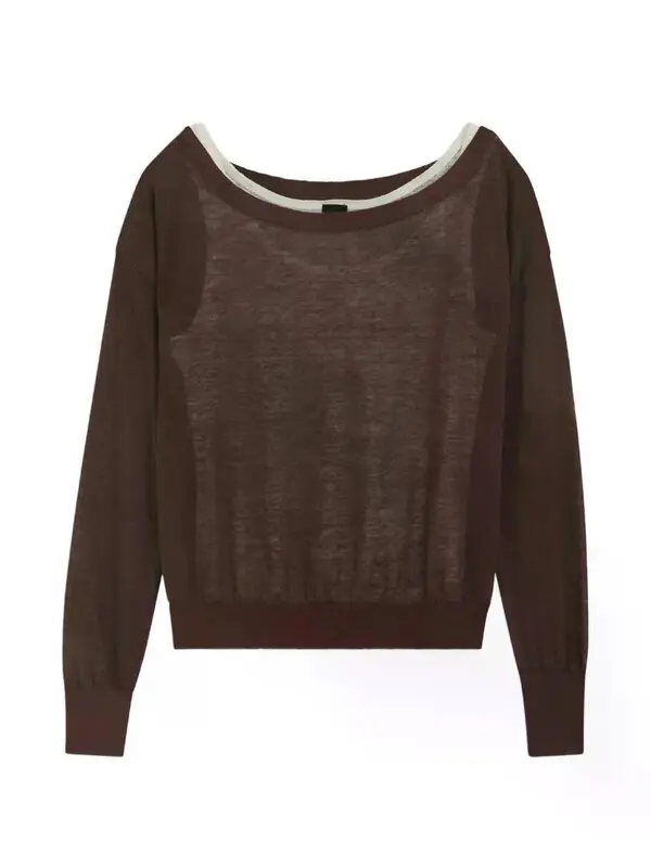 BOSS Fine-knit Layered-effect Sweater - Brown