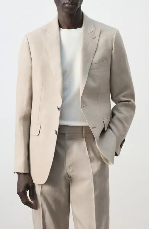 Mango Amalfi Linen Slim Fit Blazer - Beige