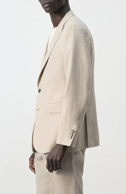 Mango Amalfi Linen Slim Fit Blazer - Beige