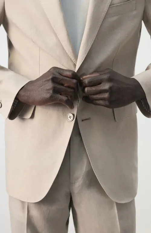 Mango Amalfi Linen Slim Fit Blazer - Beige