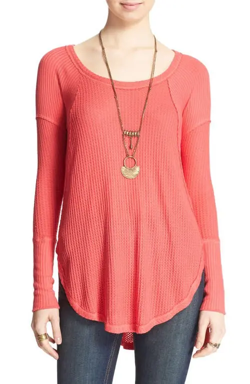 Free People Ventura High-low Thermal Top - Poppy