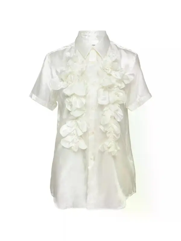Comme Des Garçons Ruffle-trimmed Satin Shirt - White