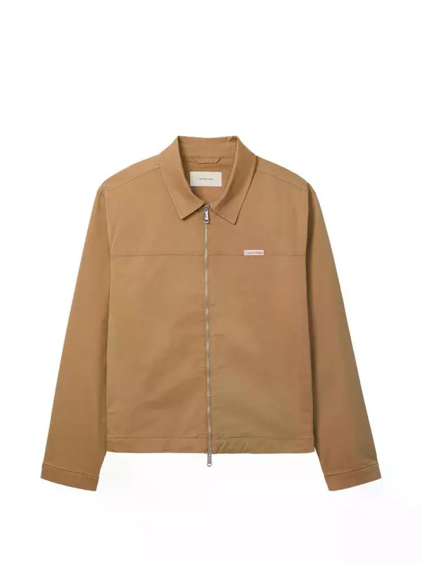 Calvin Klein Logo-patch Zip-up Jacket - Neutrals
