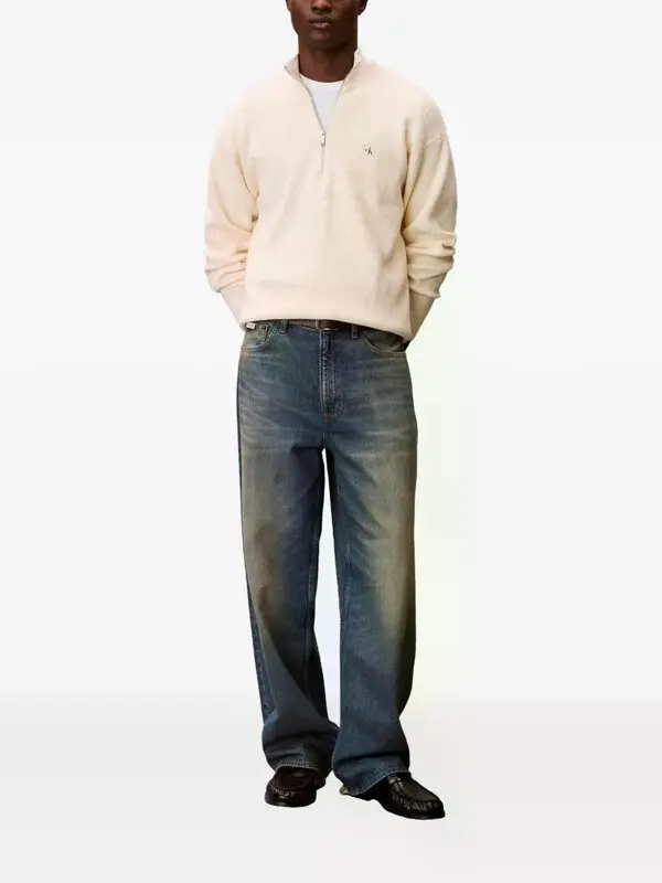 Calvin Klein Logo-patch Zip-neck Sweater